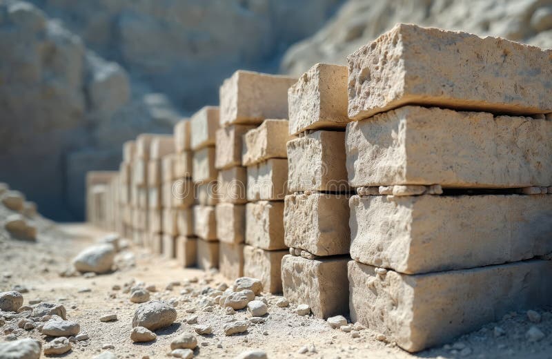 Stacked Limestone Blocks at Quarry. Limestone Mining for Cement Plant ...