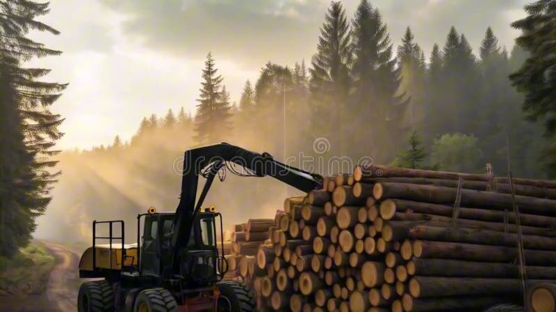 Stacked Log Piles Mounting Near Rustic Sawmill, Stock Video - Video of ...