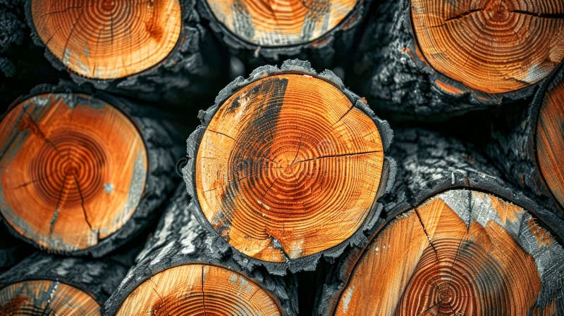 Stacked Logs with Distinctive Tree Rings. Generative Ai Stock ...