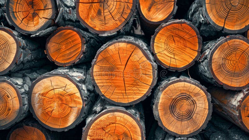 Stacked Logs with Distinctive Tree Rings. Generative Ai Stock Photo ...