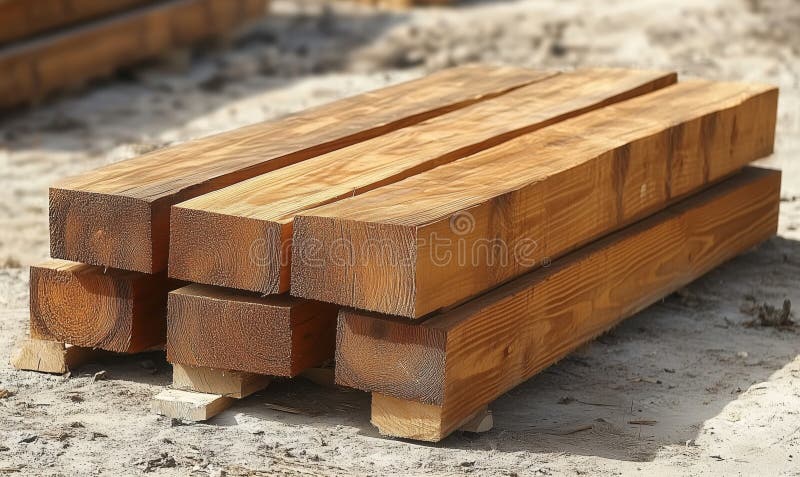 Stacked Lumber Beams Ready for Construction Projects and Woodworking ...