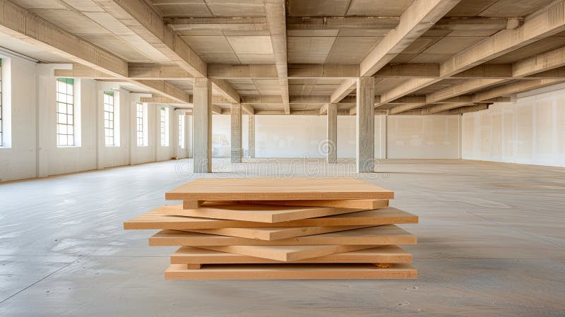 Stacked Lumber Beams Sit on the Ground at a New Home Construction Site ...