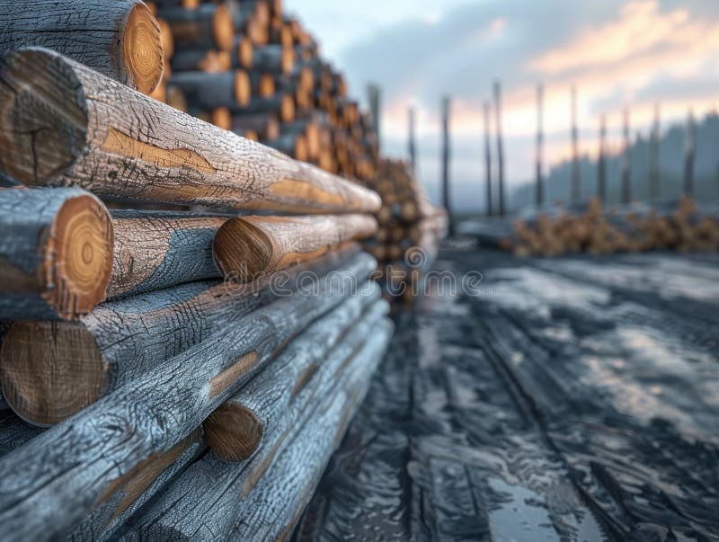 Stacked Lumber Logs in a Forest Setting a Visual Representation of ...