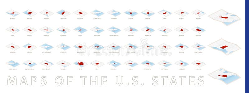 Stacked Map in Isometric Style, Large Collection of Maps of the U.S ...