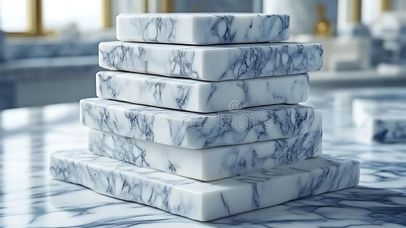 Stacked Marble Blocks Displaying Veined Texture Stock Image - Image of ...