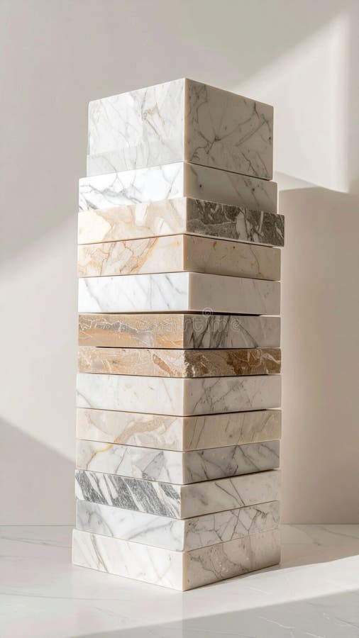 Stacked Marble Blocks with Light and Shadow Stock Illustration ...