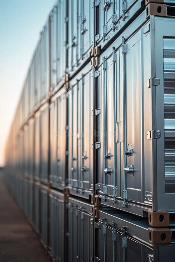 Stacked metal containers stock image. Image of chain - 380003789