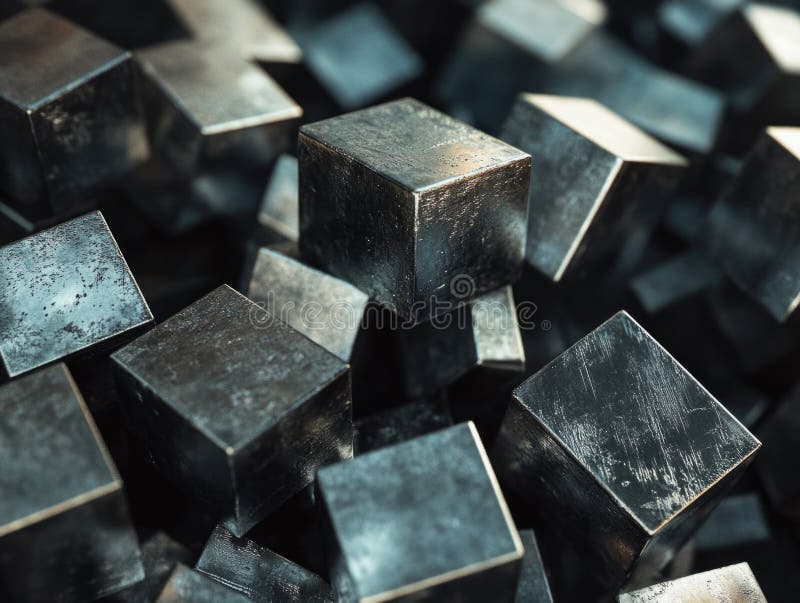 Stacked Metal Cubes, stock image. Image of organizational - 376458111