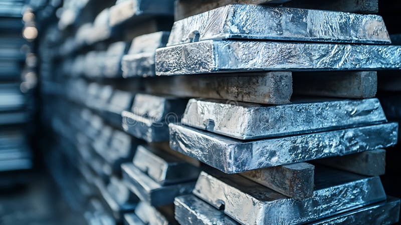 Stacked Metal Ingots in Warehouse Stock Photo - Image of pattern, alloy ...