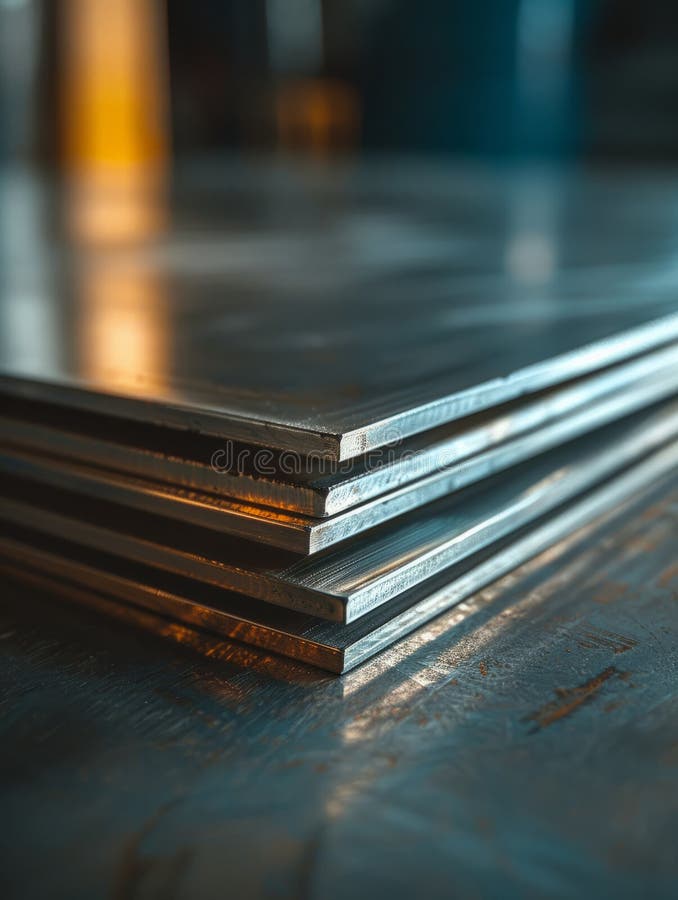 Stacked Metal Sheets in an Industrial Setting. Stock Image - Image of ...