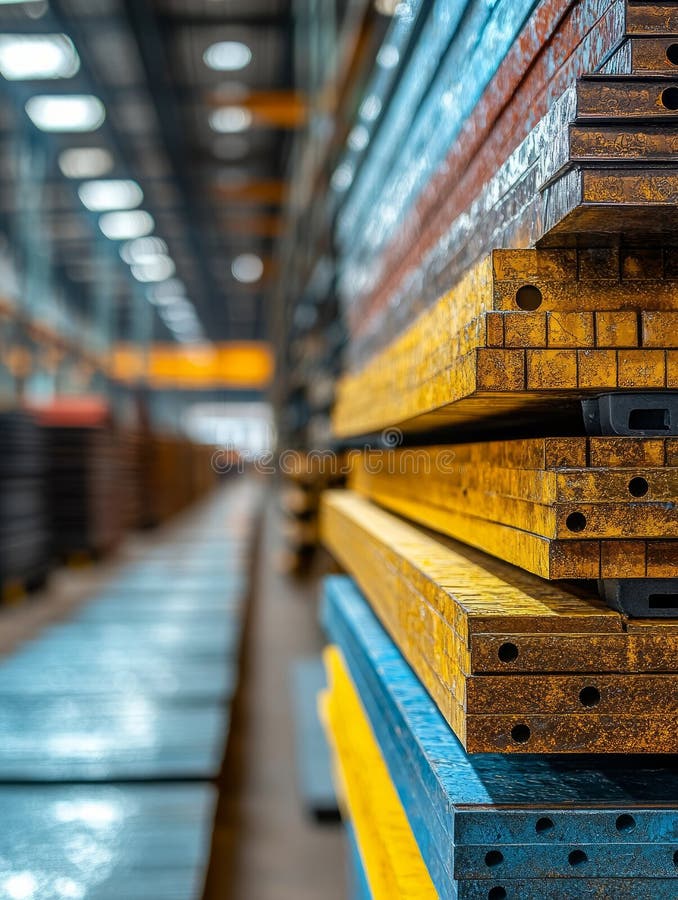 Stacked Metal Sheets in an Industrial Warehouse. Stock Image - Image of ...