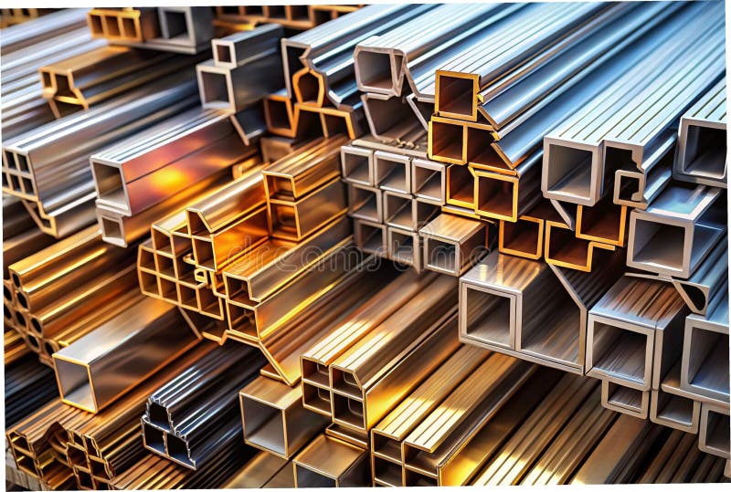 Stacked Metallic Profiles in Abstract Industrial Background Design ...