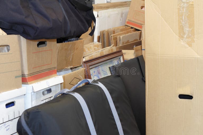Stacked Moving Boxes and Cases Stock Image - Image of front, pack: 27718121