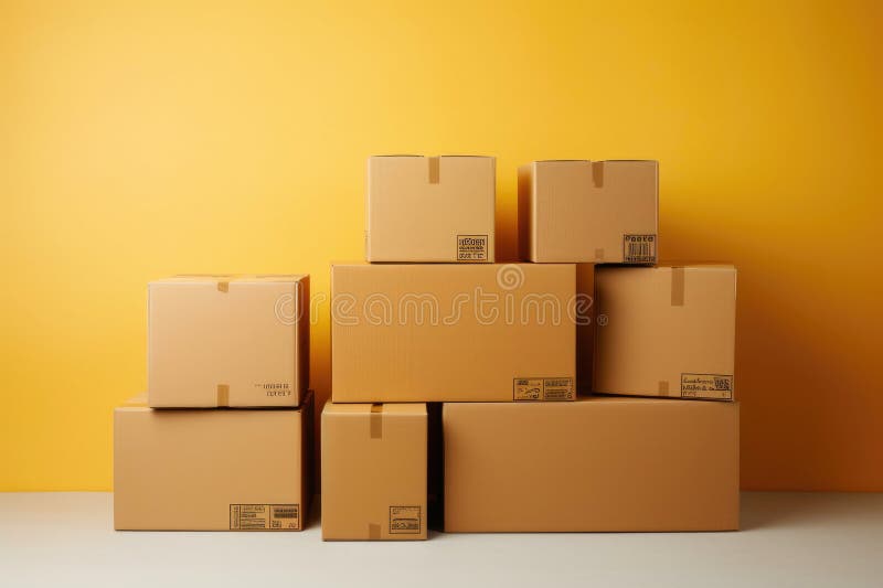 Stacked Moving Boxes: Organized Packing. Stock Illustration ...
