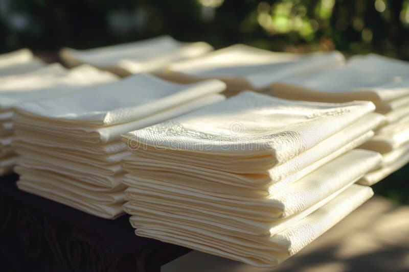 Stacked Napkins on Table stock photo. Image of dinner - 381385682