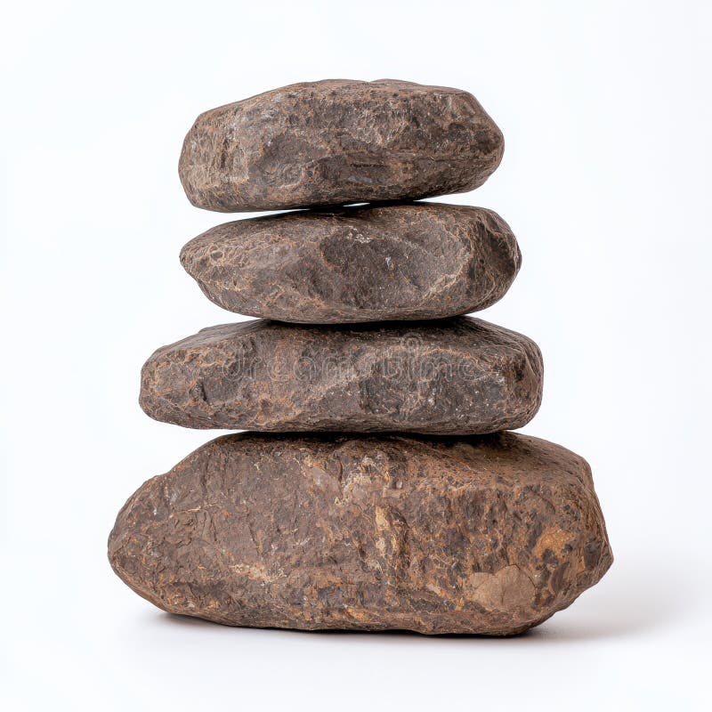 Stacked Natural Rocks on White Background Stock Illustration ...
