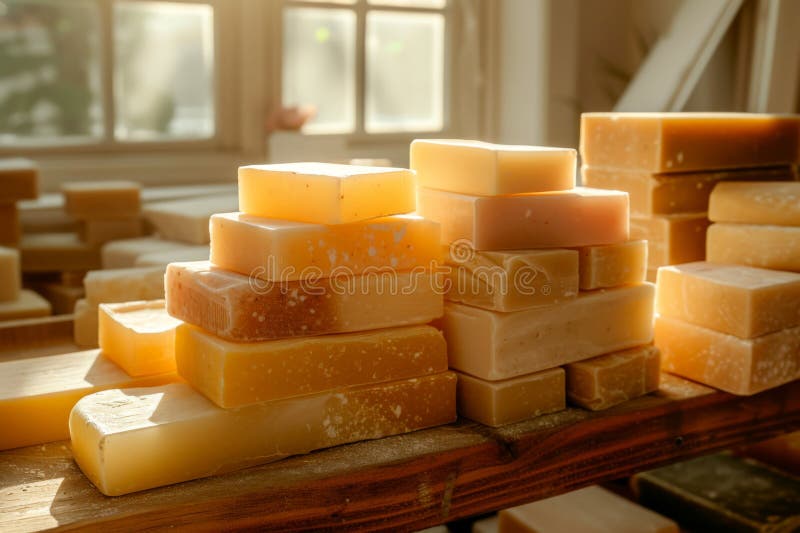 Stacked Natural Soap Bars by Window Stock Image - Image of soap ...
