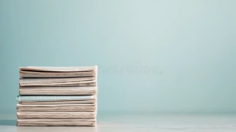 Stacked Newspapers on a Polished Clean Surface Stock Illustration ...