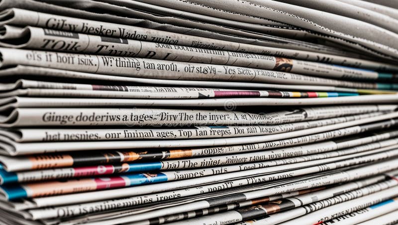 Stacked Newspapers with Visible, Varied Headlines and Colors Stock ...
