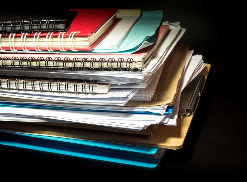 Stacked of Office Documents Paper in the Black Background Stock Photo ...