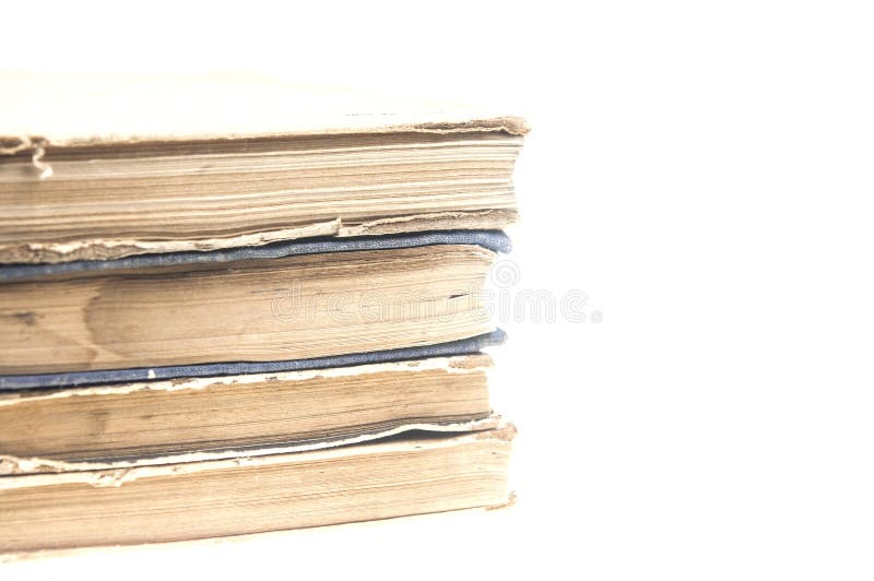 Stack of Old Books Isolated on White Background Stock Image - Image of ...