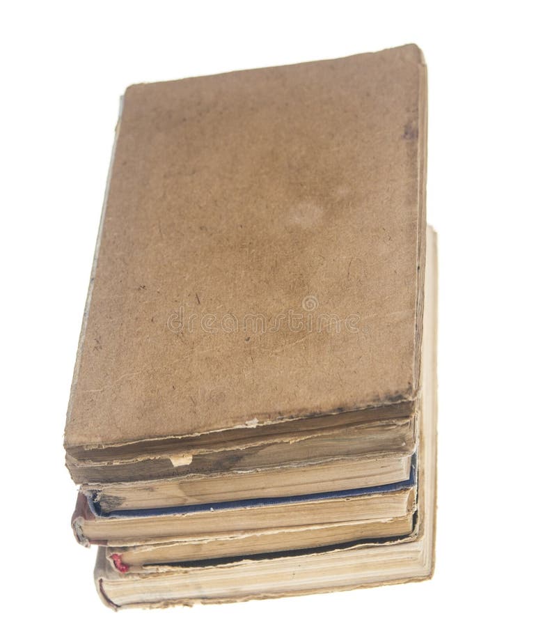Stack of Old Books Isolated on White Background Stock Image - Image of ...