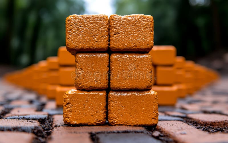 Stacked Orange Bricks Arranged in an Outdoor Setting, Showcasing ...