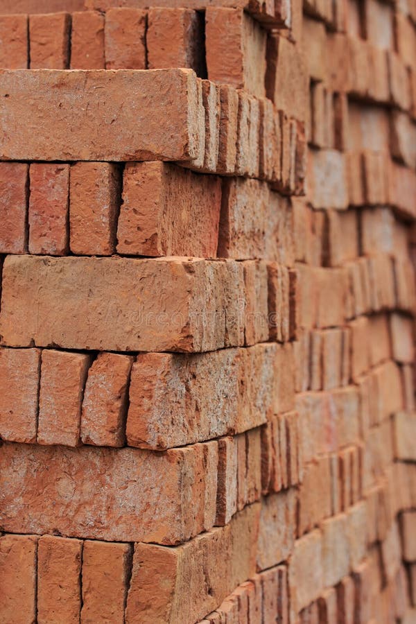 Stacked of Orange Bricks for Building Constuction Stock Photo - Image ...
