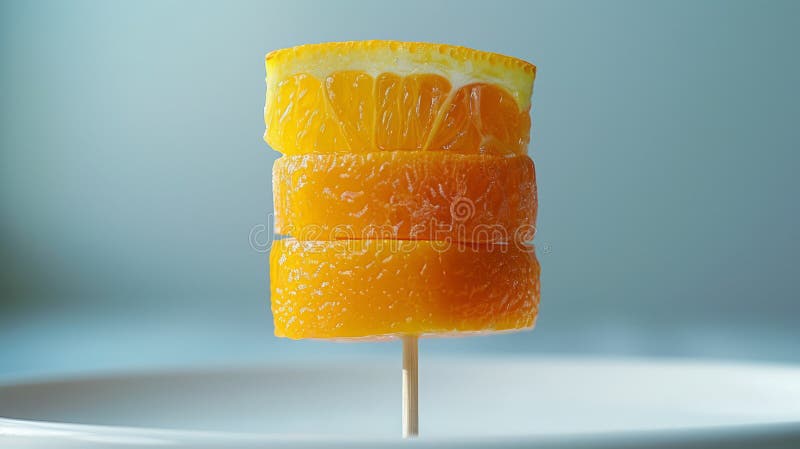 Stacked Orange Slices on a Skewer Against Light Background Stock Image ...