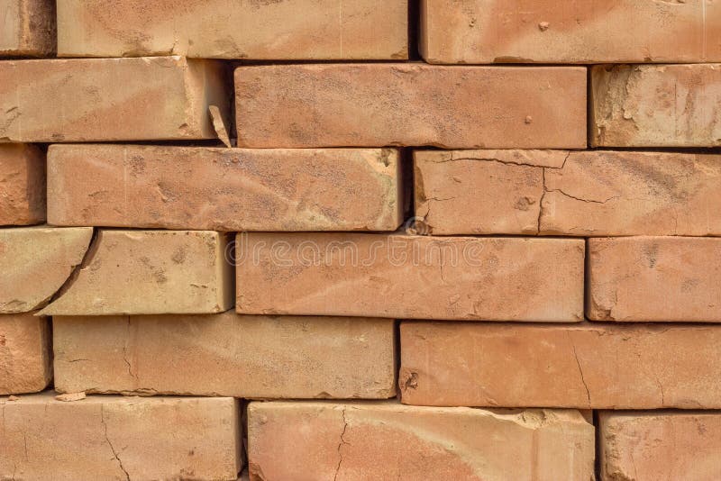 Stacked Orange Solid Clay Brick Background 2 Stock Photo - Image of ...
