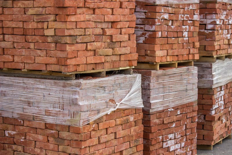 Stacked Orange Solid Clay Brick Stock Image - Image of build ...