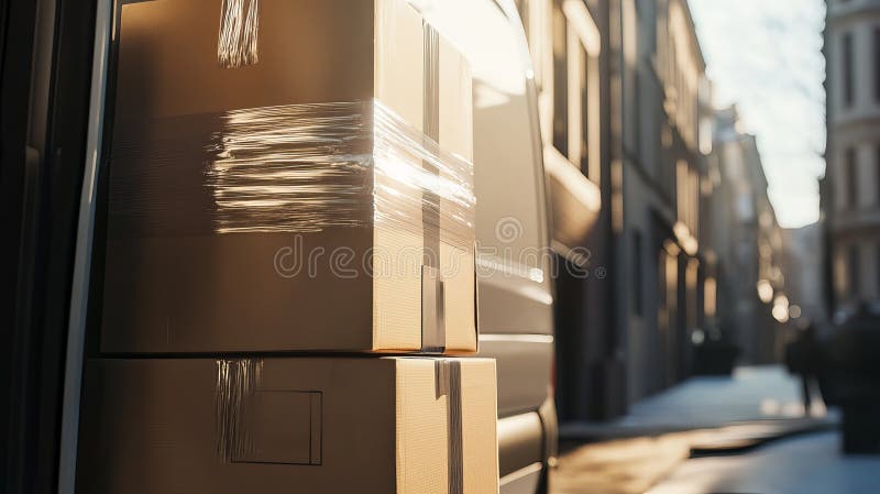 Stacked Packages in Delivery Van Ready for Distribution Stock ...