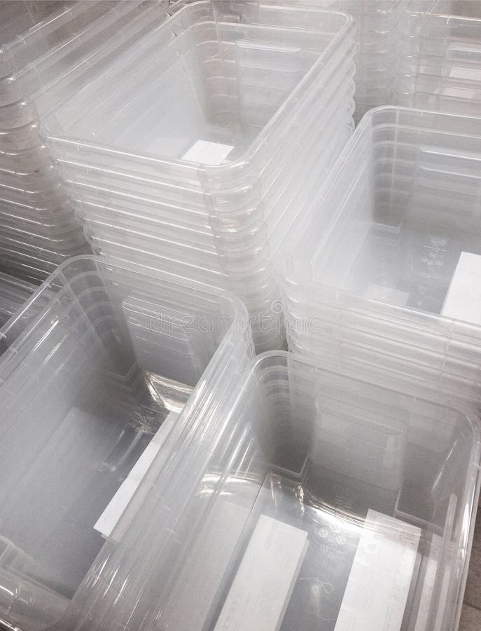 Stacked Packaging Plastic Containers, Stock Image - Image of ...