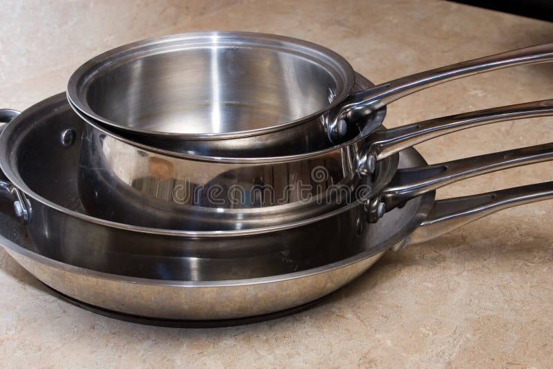 Stacked pans stock photo. Image of metal, dishes, frying - 888624