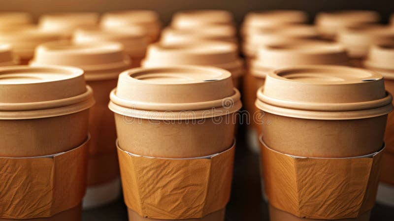 Stacked Paper Coffee Cups Creating a Background, Emphasizing ...