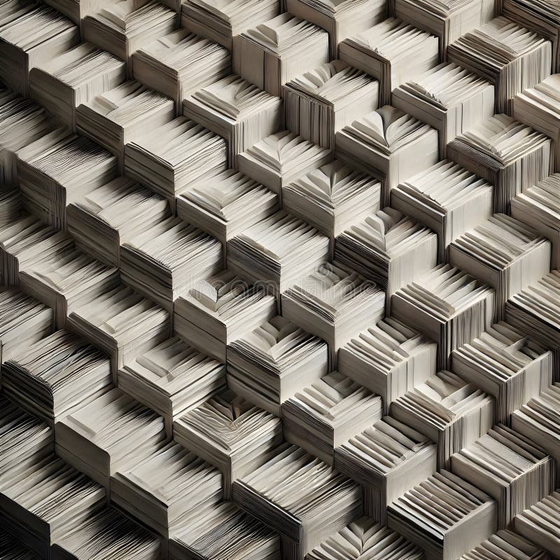 Stacked Paper Creates a Textured, Geometric Pattern of Cubes and ...