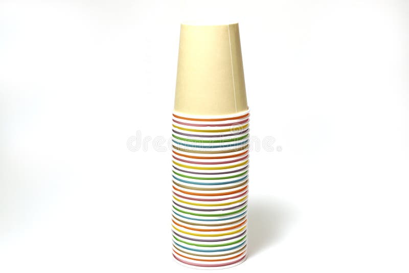 Stacked Paper Cups in a White Background Stock Image - Image of stacked ...