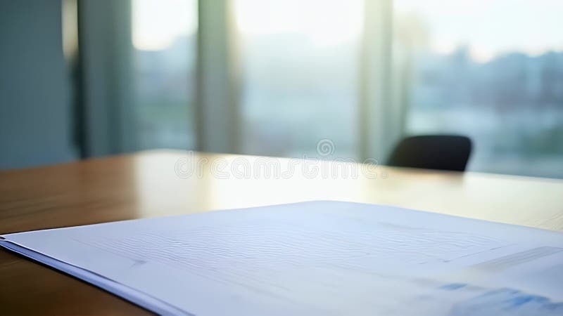 Stacked Paper Document on Light Brown Table with Bright Light ...