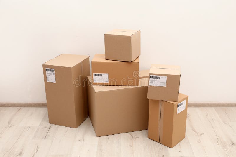 Stacked Parcel Boxes on Floor Stock Image - Image of pack, cargo: 130296875