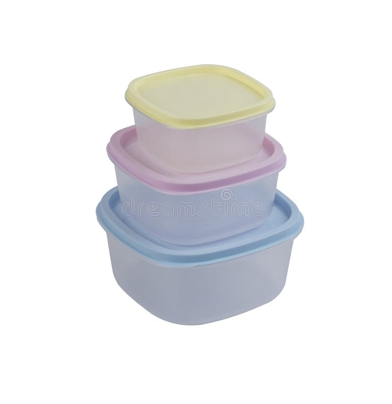 Stacked of Pastel Color Plastic Boxes Isolated on White Stock Photo ...