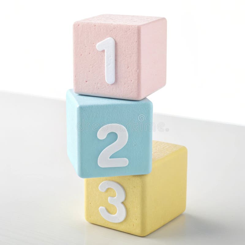 Stacked Pastel Colored Blocks Displaying Numbers One Two and Three ...