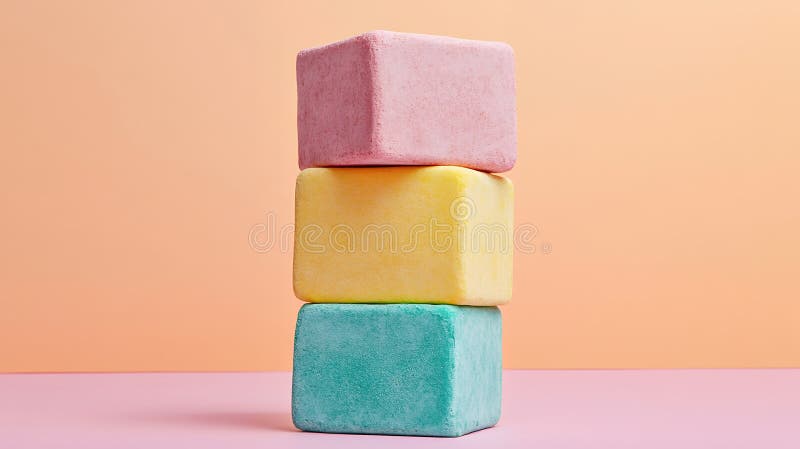 Stacked Pastel-colored Blocks on a Soft Pink and Peach Background ...