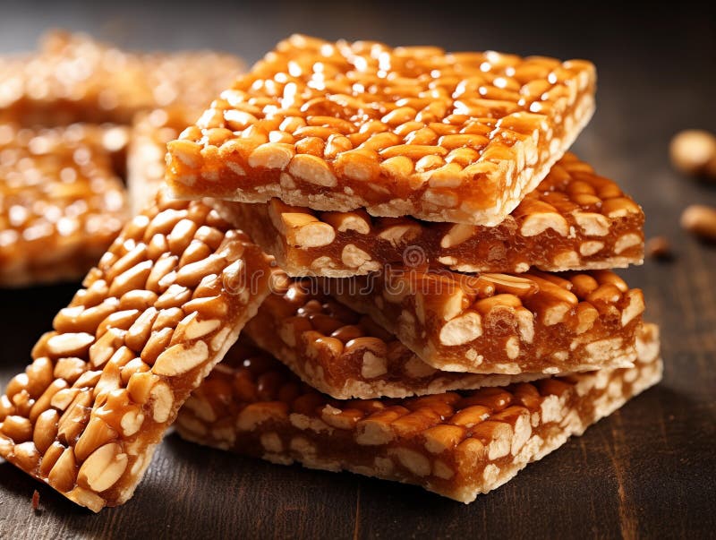 Stacked Peanuts Gachak or Chikki Stock Illustration - Illustration of ...