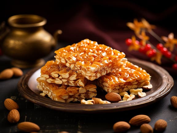 Stacked Peanuts Gachak or Chikki Stock Illustration - Illustration of ...