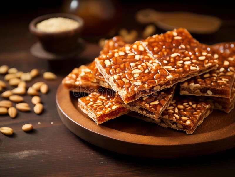 Stacked Peanuts Gachak or Chikki Stock Illustration - Illustration of ...