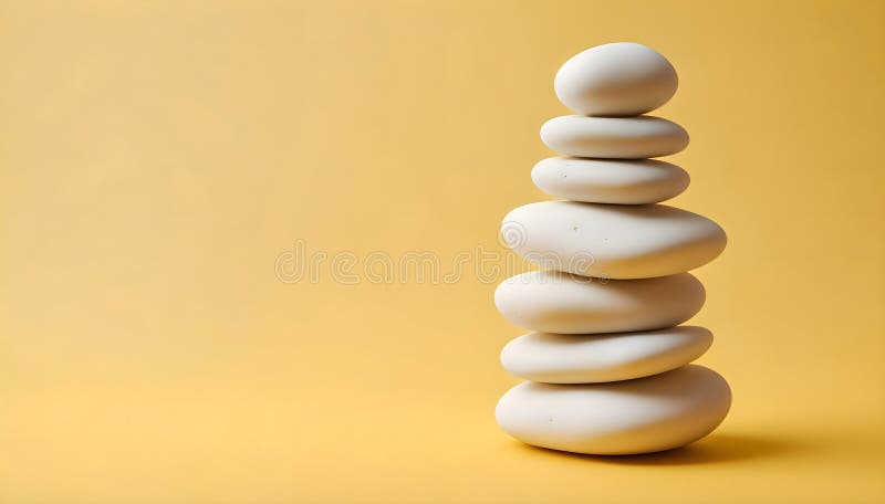Stacked Pebble Stones on a Light Yellow Background Stock Illustration ...