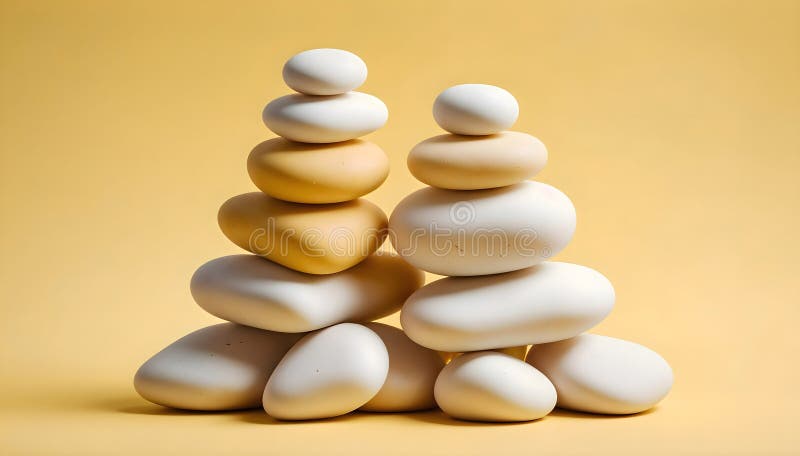 Stacked Pebble Stones on a Light Yellow Background Stock Illustration ...
