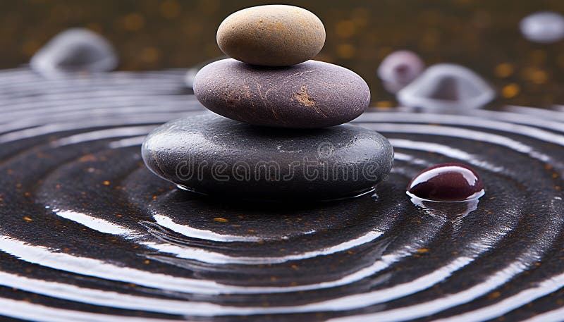 Stacked Pebbles Create Harmony in Tranquil Spa Scene Generated by AI ...