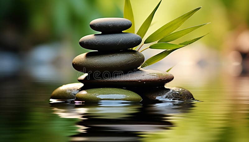 Tranquil Balance in Nature Stacked Pebble Arrangement Generated by AI ...