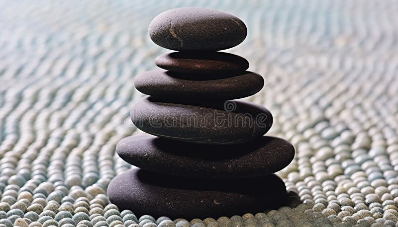 Stacked Pebbles Create a Tranquil Symbol of Harmony Generated by AI ...
